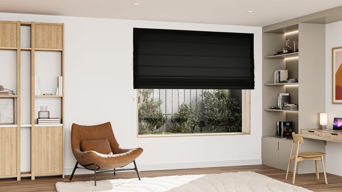 Balmoral LF Light Filtering Roman Blind in Jet LF