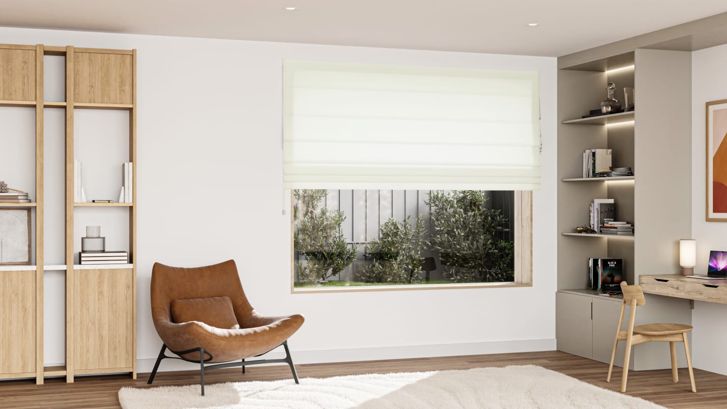 Balmoral LF Light Filtering Roman Blind in Pearl LF