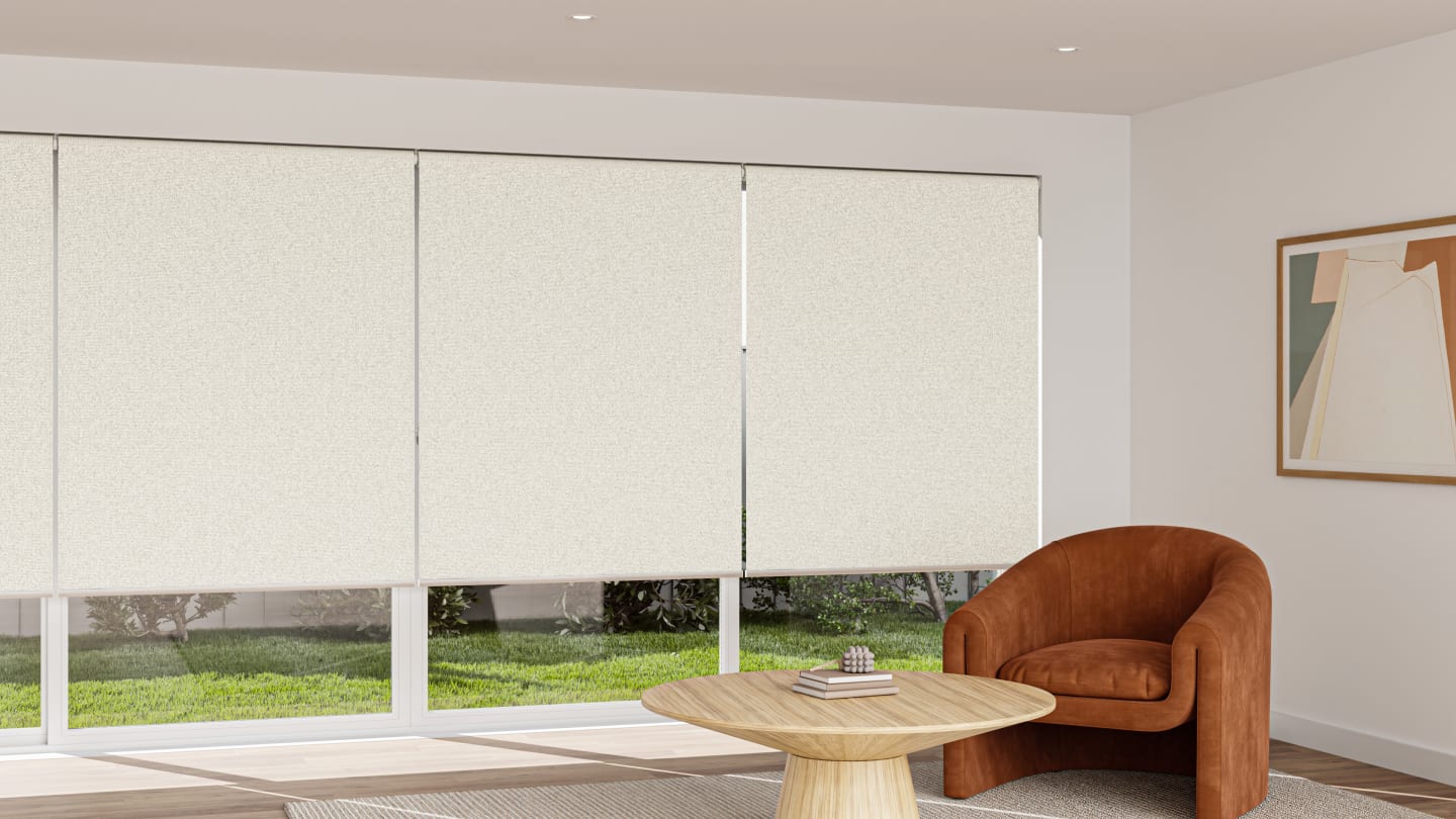 Linesque BO Blockout Linked Roller Blind in Almond