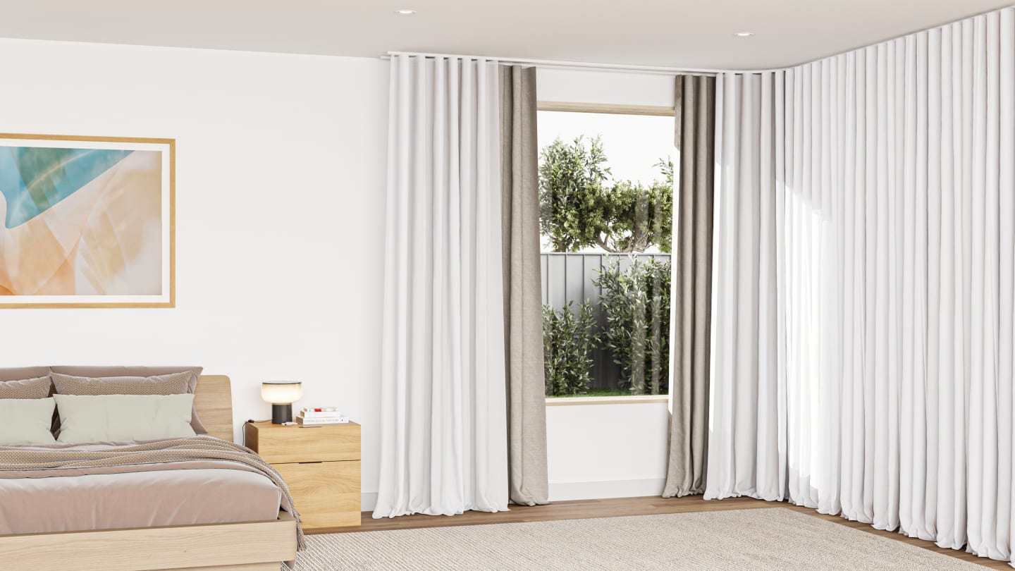 Centennial Sheer and Mavro Blockout Double Curtain in Sea Salt