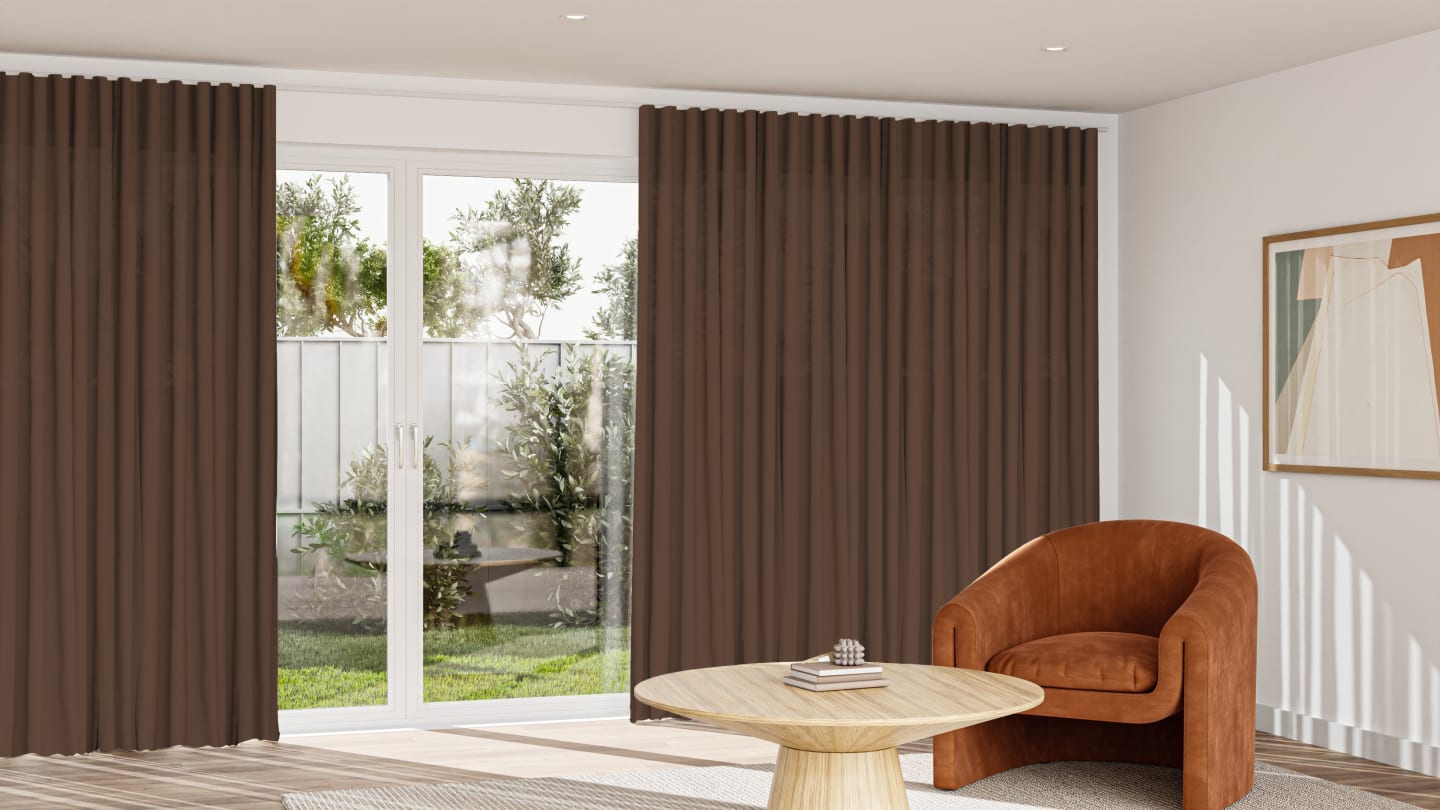 Banksia Dimout Curtain in Brick