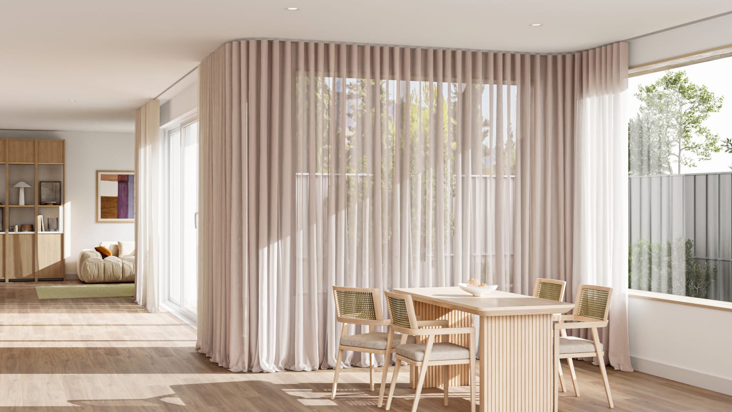 Burleigh Sheer Curved Curtain in Dusk
